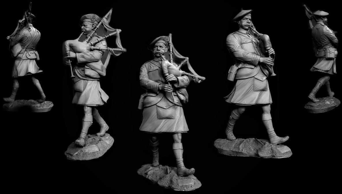 200mm WW1 Gordon Highlander Piper – Carl Reid Sculptures