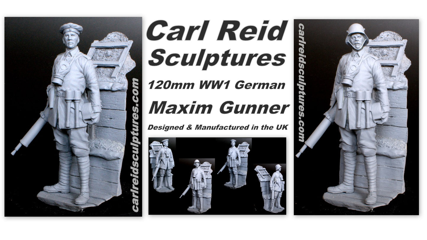 120mm WW1 German Maxim Gunner. 2 heads within the kit. – Carl Reid ...